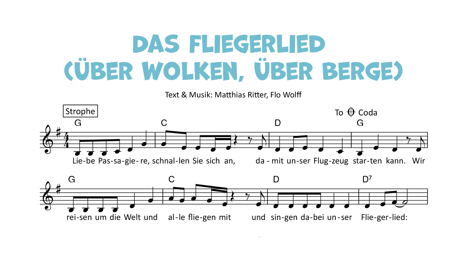 Das Fliegerlied (Über Wolken, über Berge) - Noten & Video zum Mitsingen